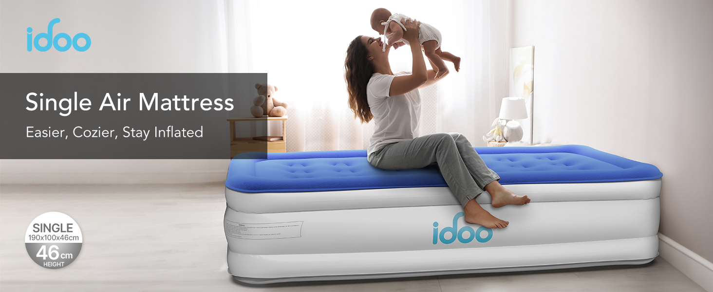 iDOO Twin Air Mattress with Built in Pump, Luxury Double High Inflatable Mattress for Camping ...