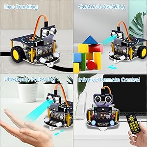 Amazon.com: KEYESTUDIO Microbit Robot Car for Programming Robotics Education Makecode Blocks ...