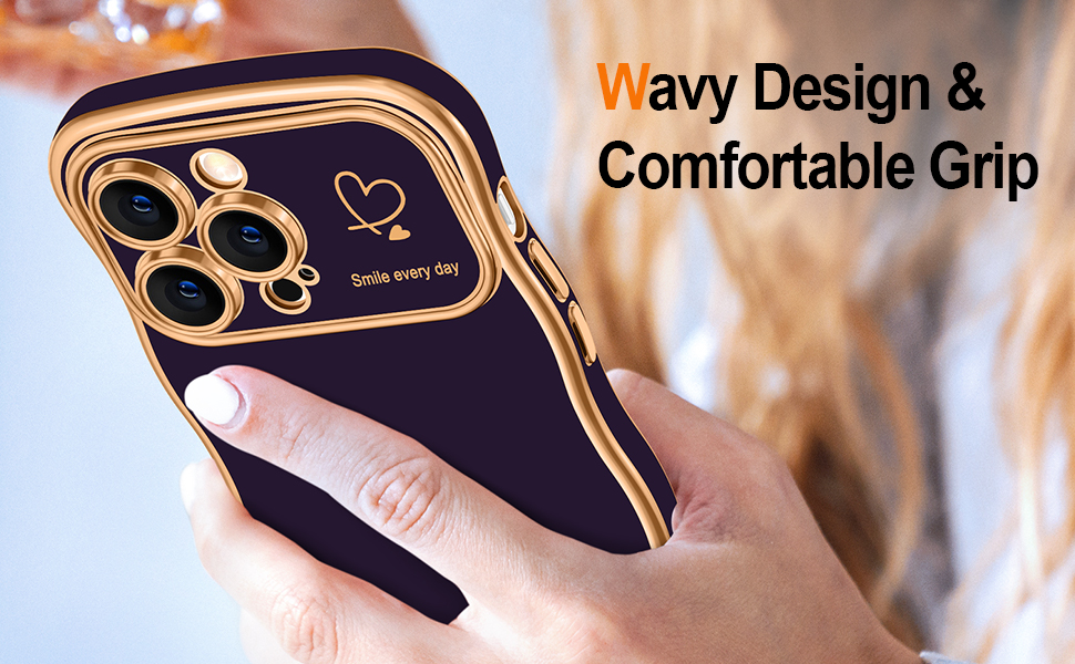 Amazon.com: Hython for iPhone 13 Pro Max Case Wave Wavy Phone Cases with Love Heart, Luxury ...