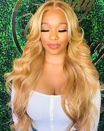 Amazon.com : OWNFUN Honey Blonde Lace Front Wigs Human Hair, 13x4 Body Wave Honey Blonde Wigs ...