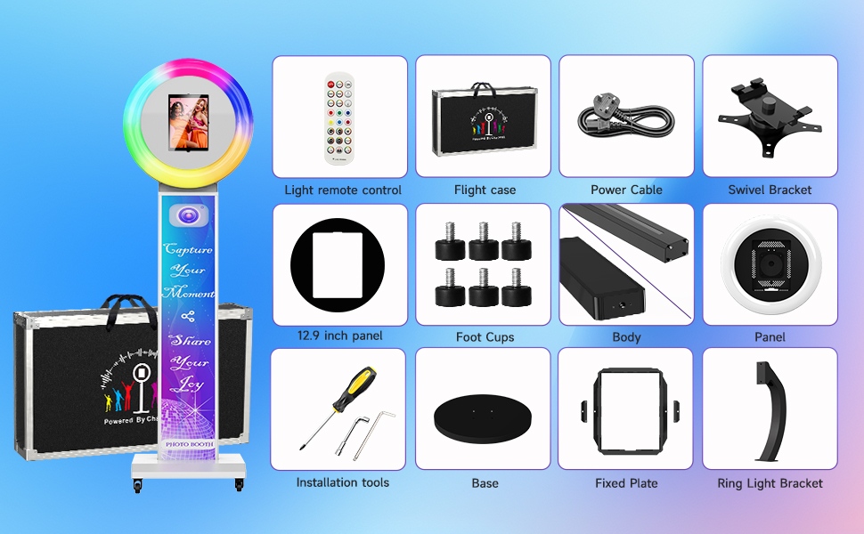 Amazon.com : JIYANG Photo Booth with Flight Case,Photo Booth Stand Shell with ChackTok ...