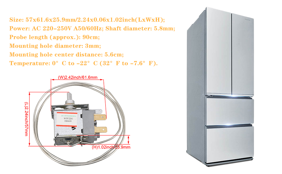 Urdrsaf 220-250V Universal WPF-22 Refrigerator Thermostat Freezer Refrigeration Temperature ...