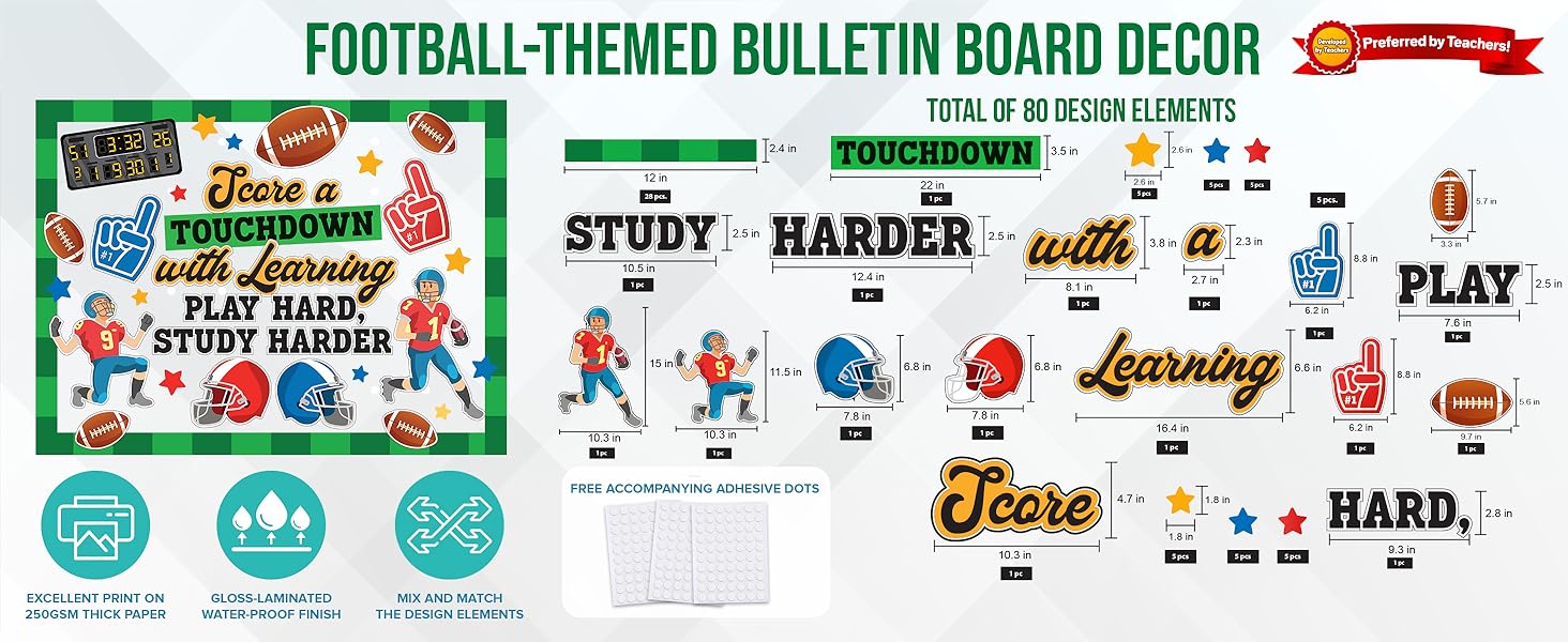 Amazon.com : Decorably 80 Pcs Cutouts Football Bulletin Board ...