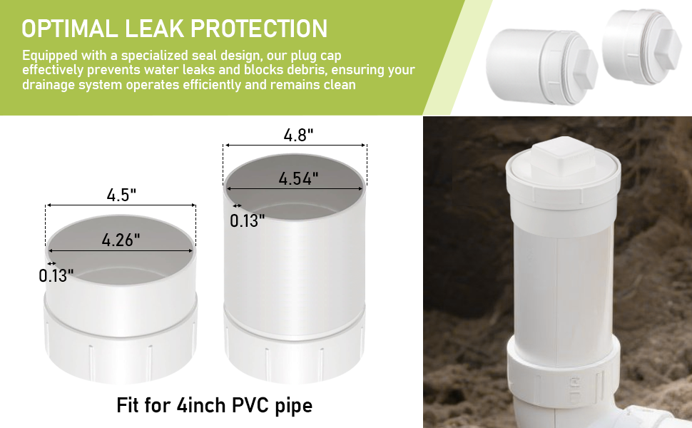 Amazon.com: 4" Sewer Cleanout Adapter with Plug Pipe Fitting, PVC DWV ...