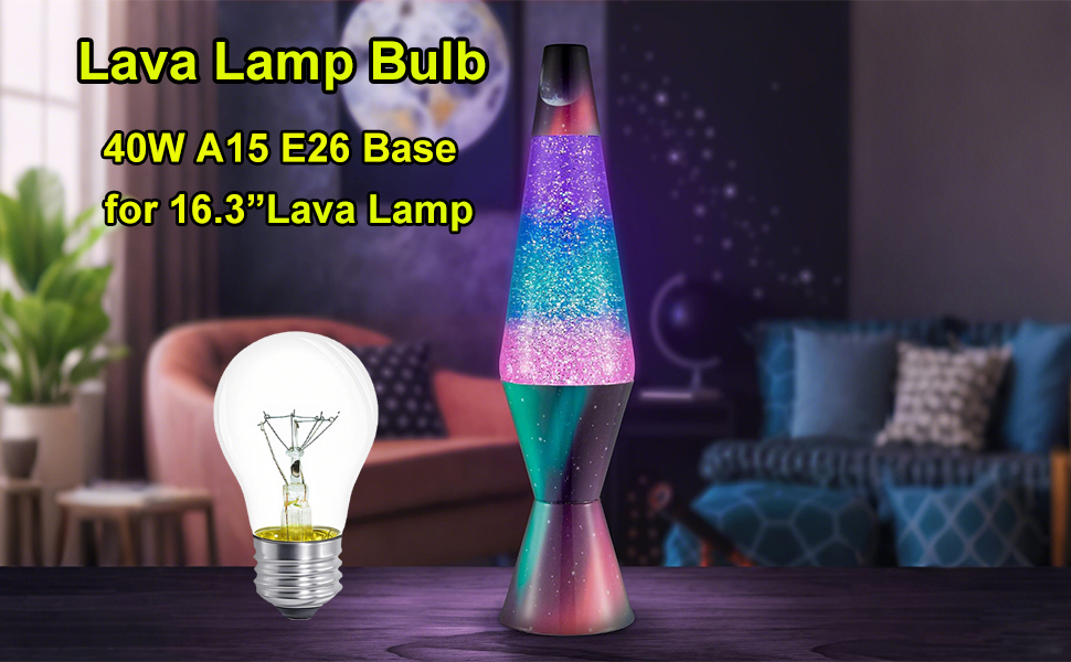 Lava Lamp Bulb 40W E26 Medium Base 120V A15 Appliance Oven Light Bulb for 16.3" Lava Lamp ...
