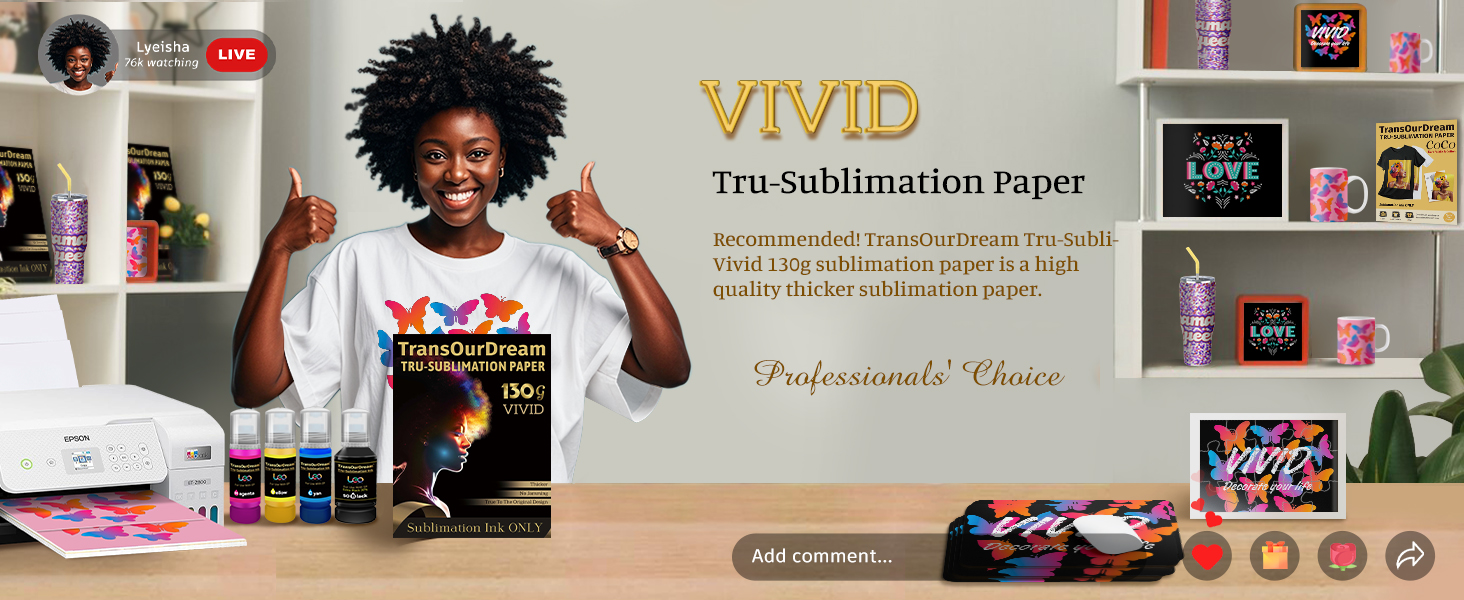 Amazon.com: TransOurDream 130g Tru-Sublimation Paper for Inkjet Printer and Sublimation Ink ...