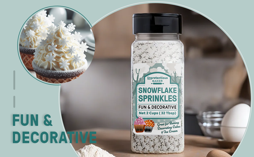 Amazon.com: Unpretentious Snowflake Sprinkles, 2 Cups, Cake & Cookie Decorations, Light & Fun ...