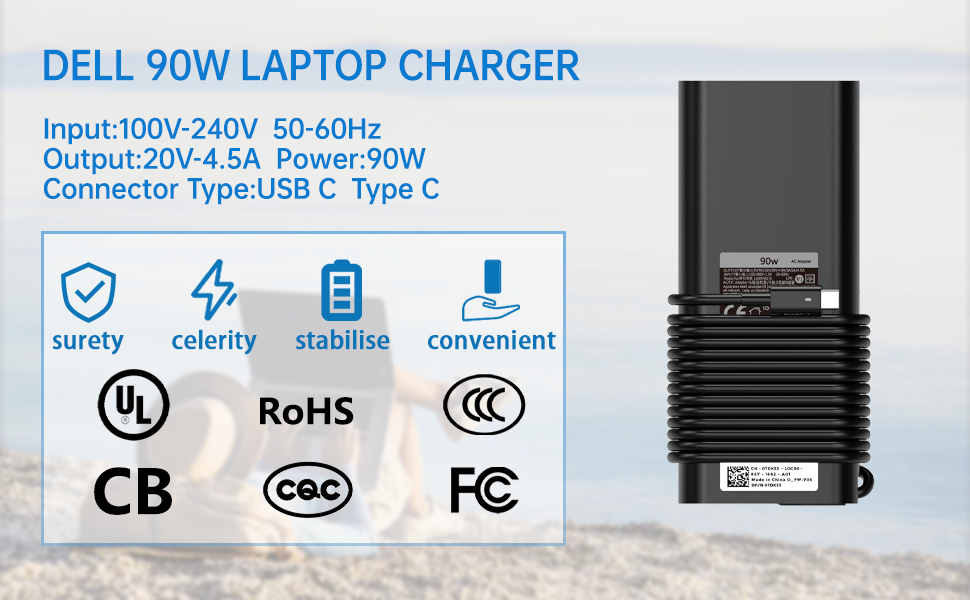 Amazon.com: 90W Watt Type C USB C AC Power Adapter for Dell XPS 13 Precision 3540 Latitude 5520 ...