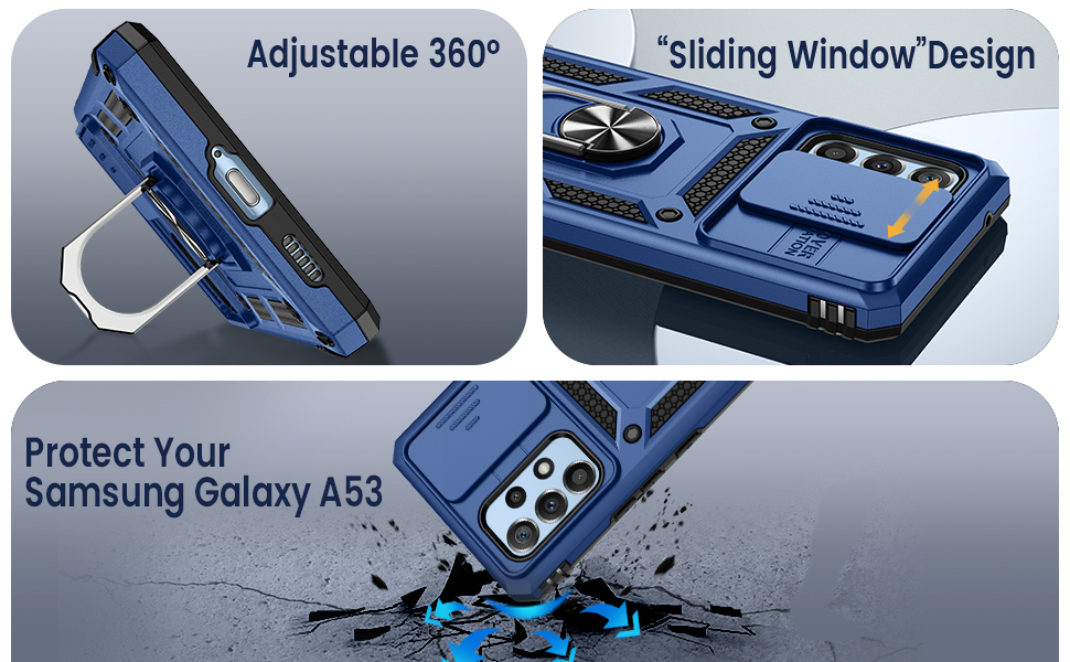 Amazon.com: Goton Compatible with Samsung Galaxy A53 5G Case with Camera Cover & Kickstand Ring ...