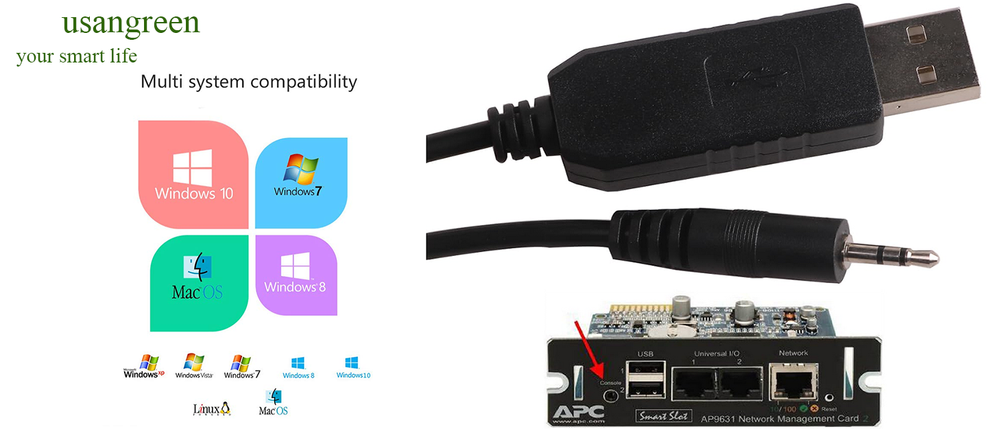 Amazon.com: USB to AJ 2.5MM Plug Cable 940-0299A USB Console Cable for APC UPS, APC Management ...