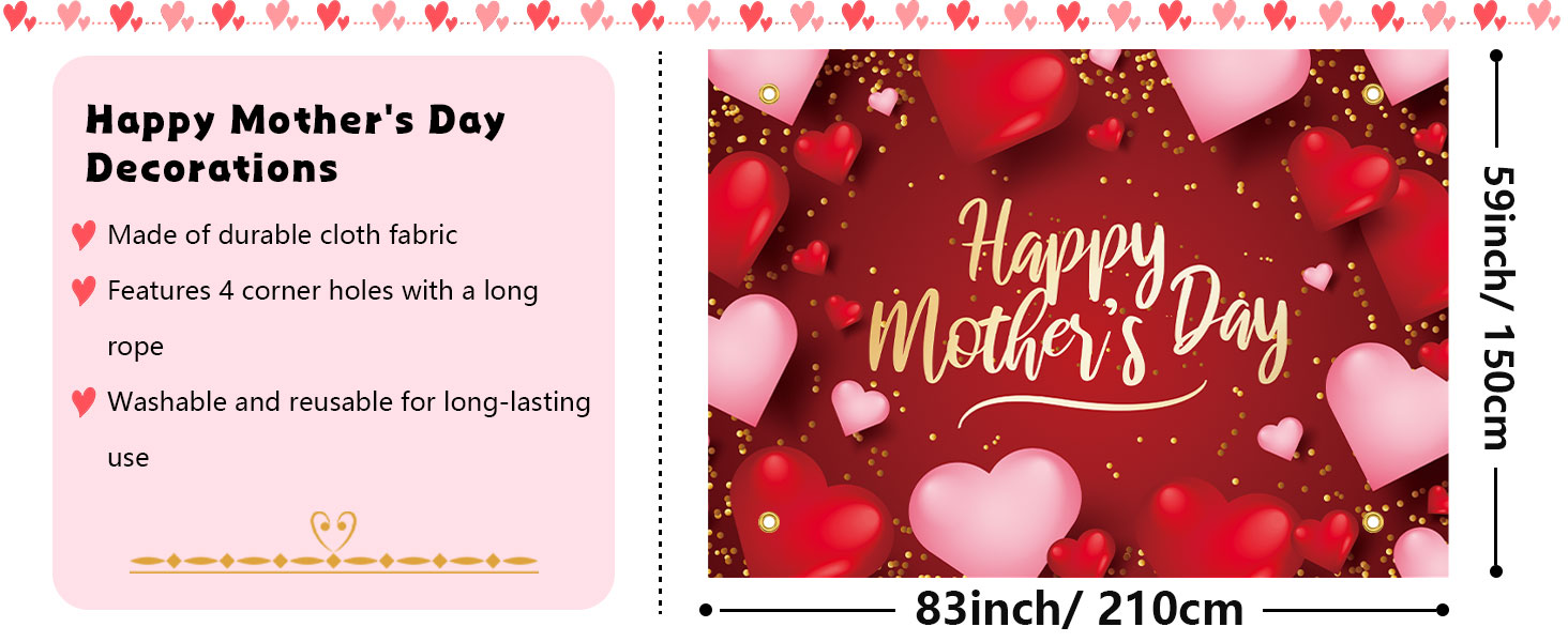 Amazon.com : Happy Mother's Day Banner - XtraLarge 7x5 FT Large Reusable Mother's Day Backdrop ...