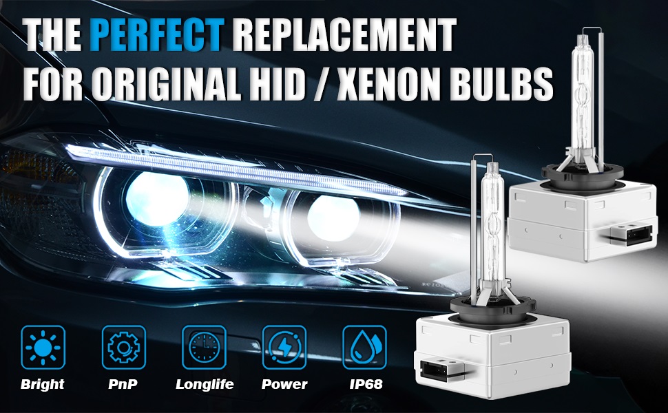 Amazon.com: CHOPDARK D1S HID Xenon Headlight Bulbs 35W 6000K White Light High Low Beam 66144 ...