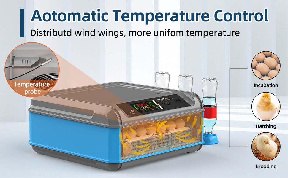 Amazon.com: 24-72 Eggs Incubator for Hatching Eggs, Egg Incubator with Automatic Egg Turning and ...