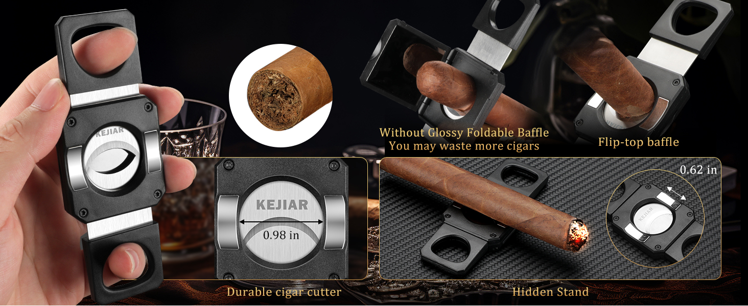 Amazon.com: KEJIAR Humidor Cigar Box Double Layer Cigar Humidor with Cigar V Cutter, Cigar ...