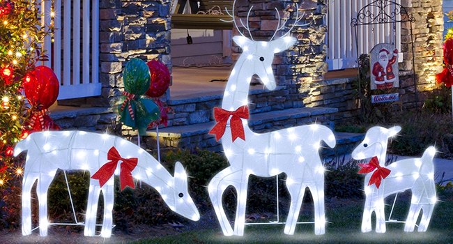 Amazon.com: weillsnow Reindeer Christmas Decoration Lights Up Deer Family, 3-Piece Set 2D ...