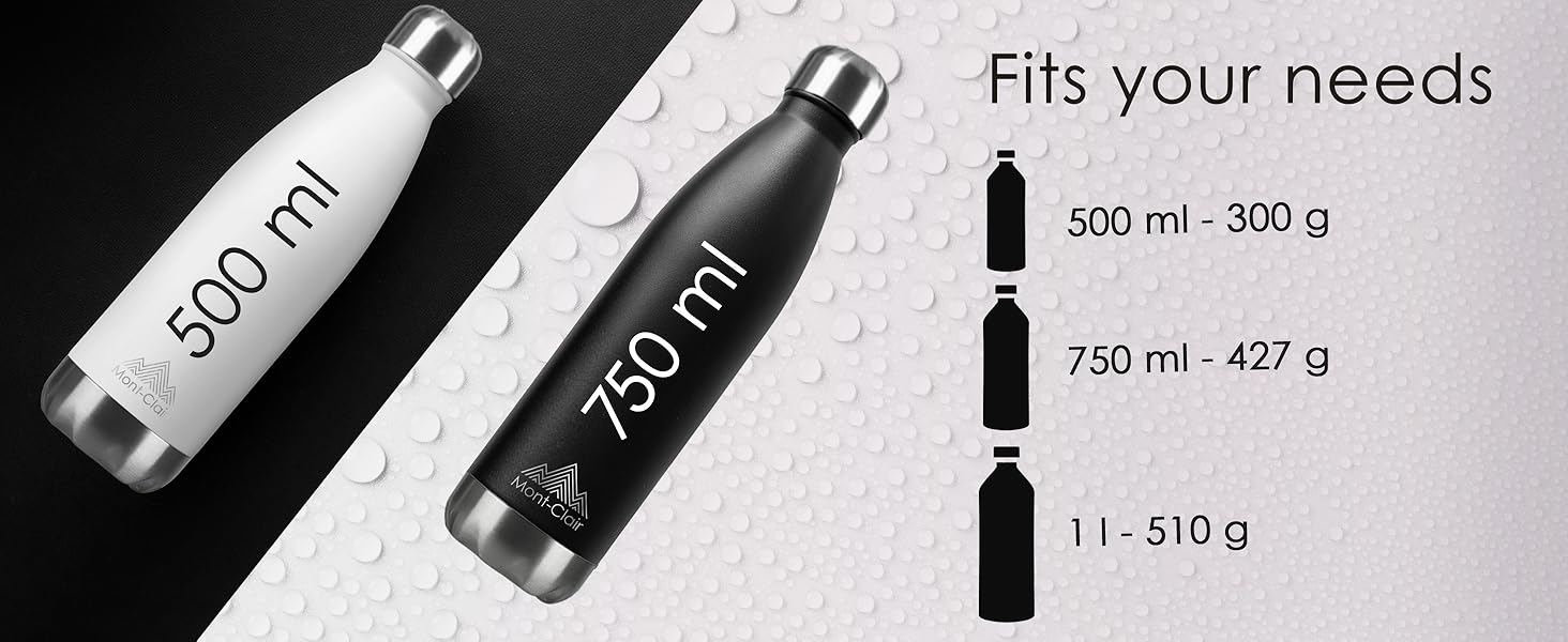 Mont-Clair H2O Stainless Steel Water Bottle, Vacuum Insulated - BPA Free, 12h Hot & 24h Cold ...