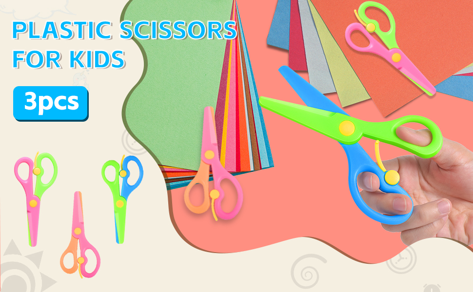 Amazon.com: Sopito 3PCS Plastic Children Safety Scissors Toddler Craft ...