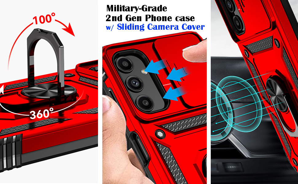 Amazon.com: PUSHIMEI for Samsung Galaxy A24 Case with Slide Camera Cover HD Screen Protector ...