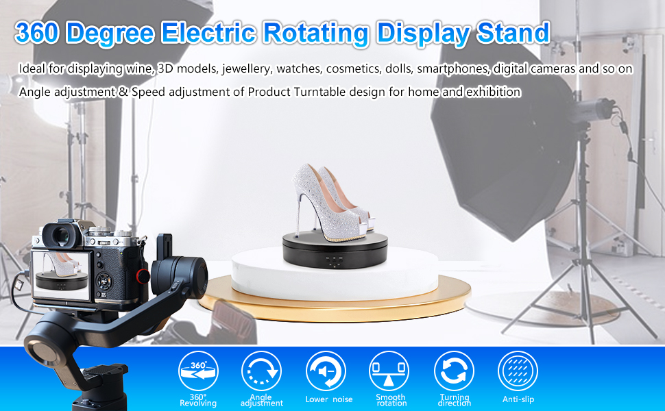Leadleds Drehteller elektrisch, 19,5 cm Elektrischer 360-Grad-Drehteller Displayständer für ...