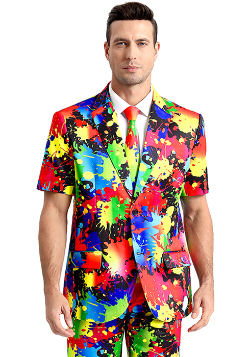 Fashonal Pride Outfits for Men Rainbow Suit Set Porm Party Funny Pride Jacket Pants Set with Tie ...