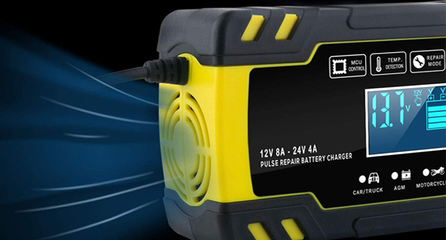 InThoor Chargeur de Batterie Intelligent 12V/24V 8A, 3 Étapes de Chargeur Batterie Mainteneur et ...