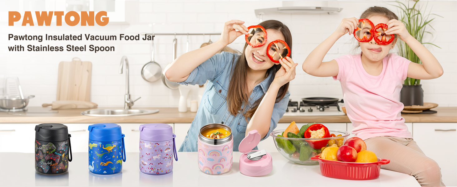 Amazon.com: Pawtong 17oz Soup Thermo for Hot Food Kids Insulated Vacuum Food Jar with Stainless ...