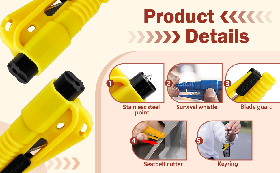 Amazon.com: CARFIB Car Window Breaker Tool Keychain Seatbelt Cutter Emergency Escape Tools with ...