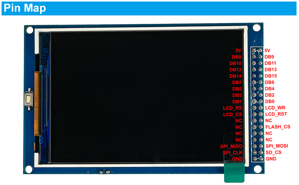 DIYmalls 3.5" inch TFT LCD Display Screen ILI9486 Module 5V/3.3V 480x320 16-bit Parallel ...