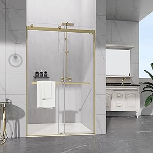 Sunrosa Shower Door 48"×76", Double Sliding Shower Door, Frameless Shower Door with Tempered ...