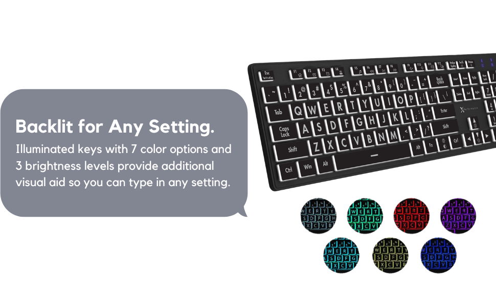 X9 Performance Large Key Keyboard Backlit - Easy to See and Type - Lar ...