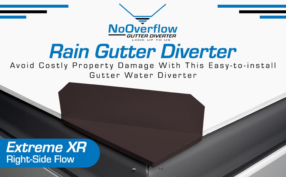 NoOverflow Extreme XR Rain Gutter Diverter, Right Flow Rain Diverter ...