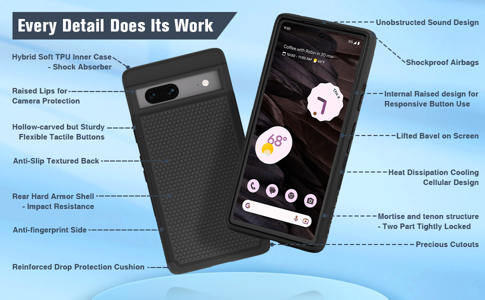 Amazon.com: FNTCASE for Google Pixel 7a Case: Dual Layer Protective Heavy Duty Cell Phone Cover ...