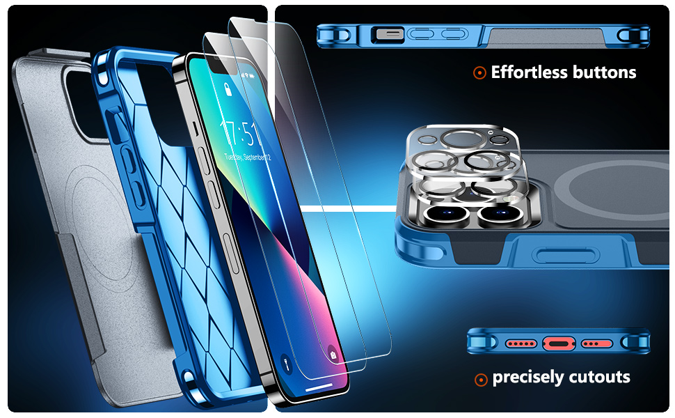 Amazon.com: SUPFINE 5 in 1 Magnetic iPhone 13 Pro Max Case[Compatible with MagSafe][10 FT ...