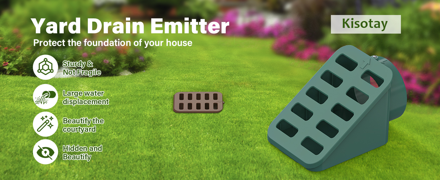 Kisotay Lawn Yard Angled Drainage Grate, Brown Yard Drain Grate Emitter ...