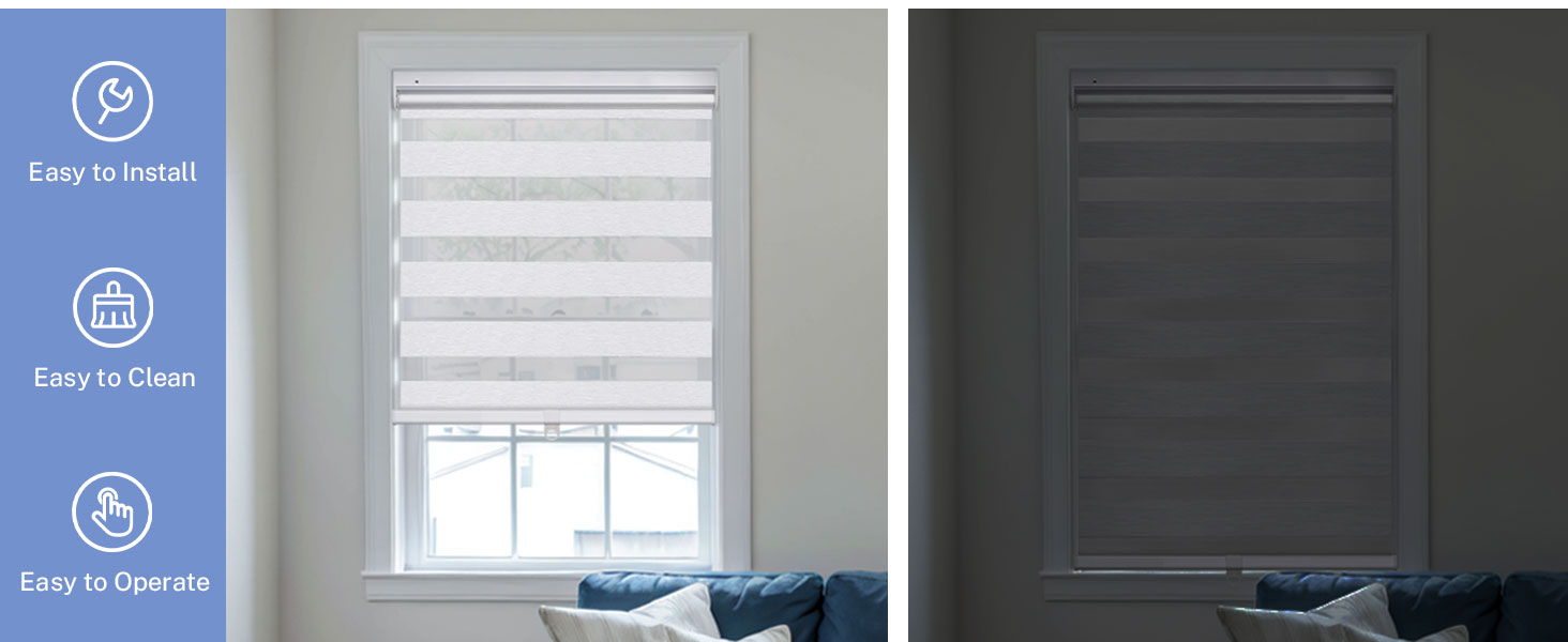 Amazon.com: UrMoon No Drill Zebra Blinds No Tools Zebra Shades Cordless Roller Shades for ...