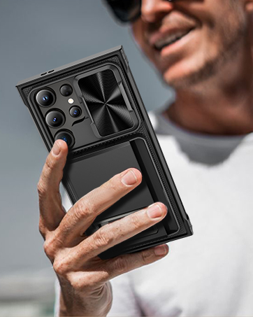 Amazon.com: VEGO for Galaxy S24 Ultra Case with Card Holder, Slide Camera Cover & Built-in Stand ...