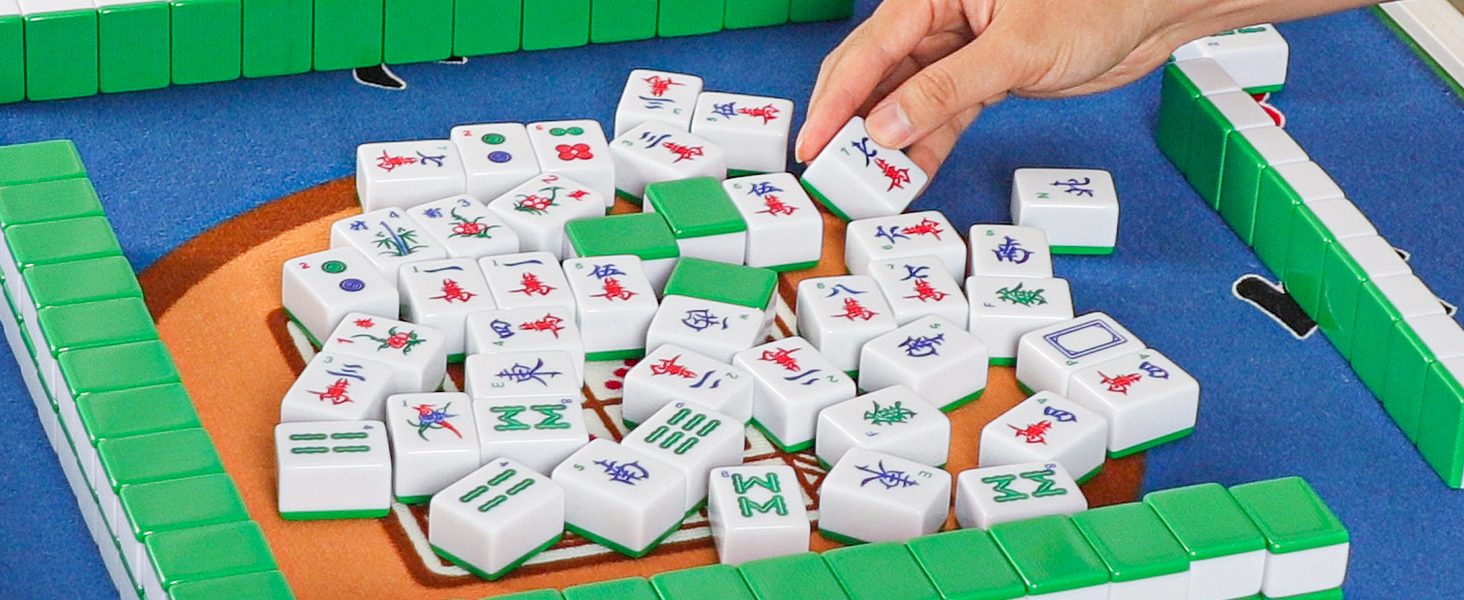 Amazon.com: GUSTARIA Chinese Mahjong Game Set, Large (1.5") 144 Numbered Green Tiles, 2 Spare ...