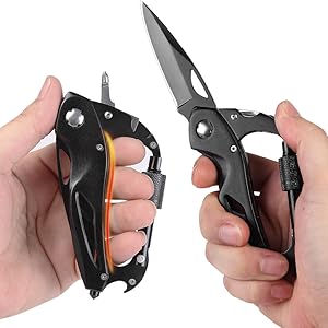 FUNBRO Multitool Carabiner with Pocket Knife, Stocking Stuffers Gifts for Men, EDC Carabiners ...