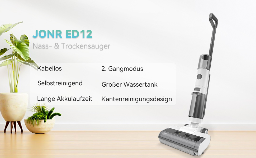 Amazon.de: JONR ED12 Nass Trockensauger, Selbstreinigung Kabelloser Bodenreiniger, Leicht ...