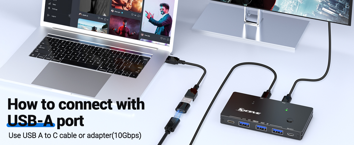 Amazon.com: ANGEET USB 3.2 Switch 2 Computers 10Gbps USB Switch for PC ...