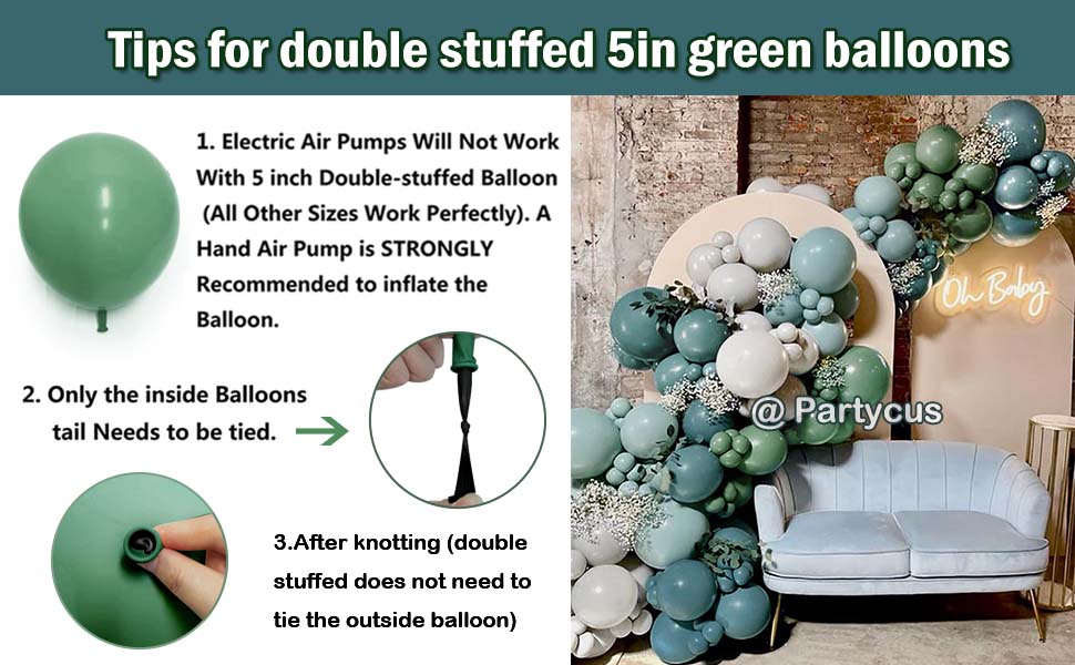 Amazon.com: Dusty Blue Green Balloon Arch Kit Double Stuffed Sage Dusty Green White Matte ...