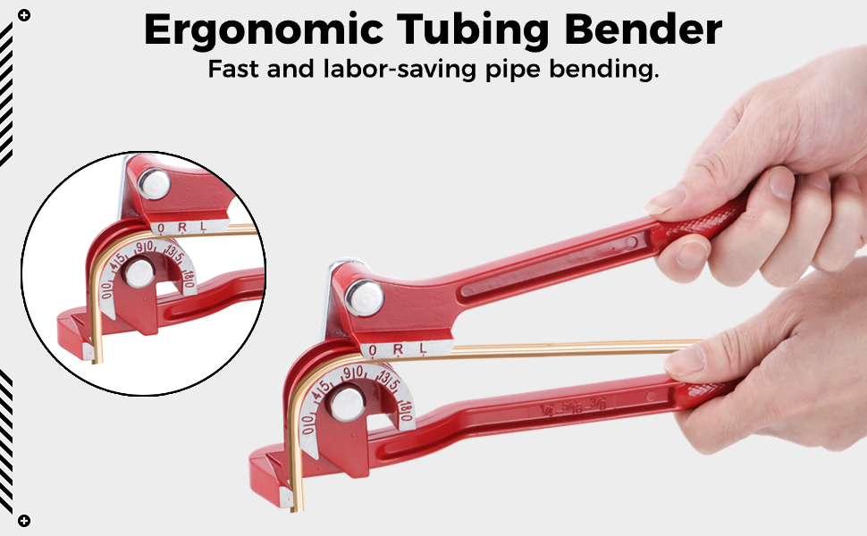 Homaisson Pipe Bender, 3-in-1 Tube Bender, Heavy-Duty Tubing Bender for 1/4" 5/16" 3/8" Tube, 0 ...
