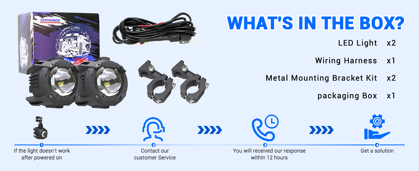 Amazon.com: SUPAREE 15000LM Motorcycle LED Auxiliary Lights, 60W White Spot Light with Mount ...