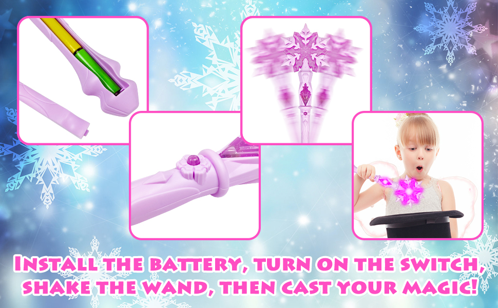Light Up Frozen Snowflake Wand with Sound(Motion Sensitive) Magic Toy ...