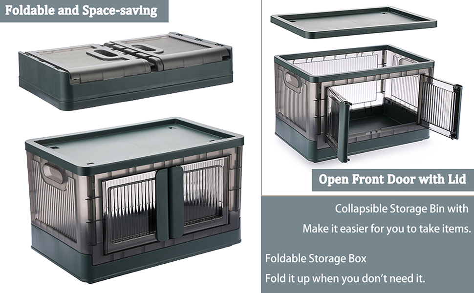 Amazon.com - BTSKY Plastic Storage Bin with Openfront Door, Large ...