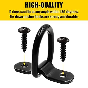 Amazon.com: ZOSANY 12PCS D Rings Tie Down Anchors Hooks, 1/4" Tie Down Anchors for Trailer ...