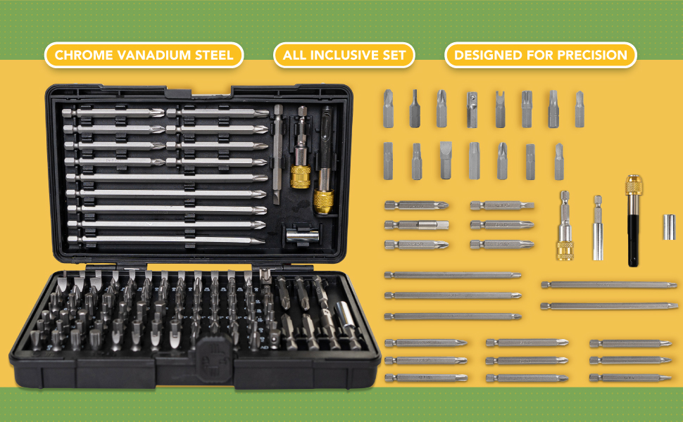 BLOSTM 127 Piece Magnetic Screwdriver Bit Set - Chrome Vanadium Steel Security Bit Set, Magnetic ...