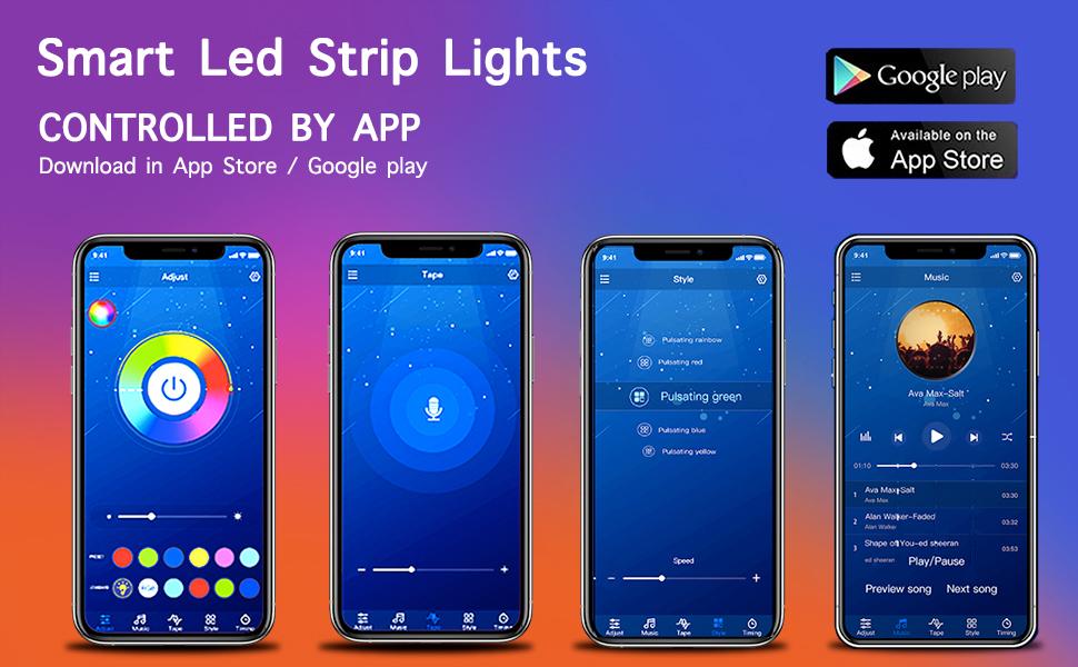 Volivo 100 FT Bluetooth Led Strip Lights Compatible with App Control ...