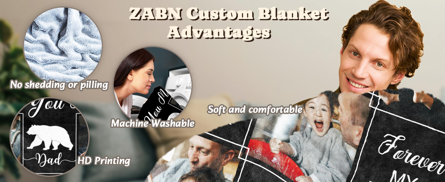 Amazon.com: ZBAN Custom Blanket with Photos Best Dad Ever Gifts Personalized Fathers Day ...