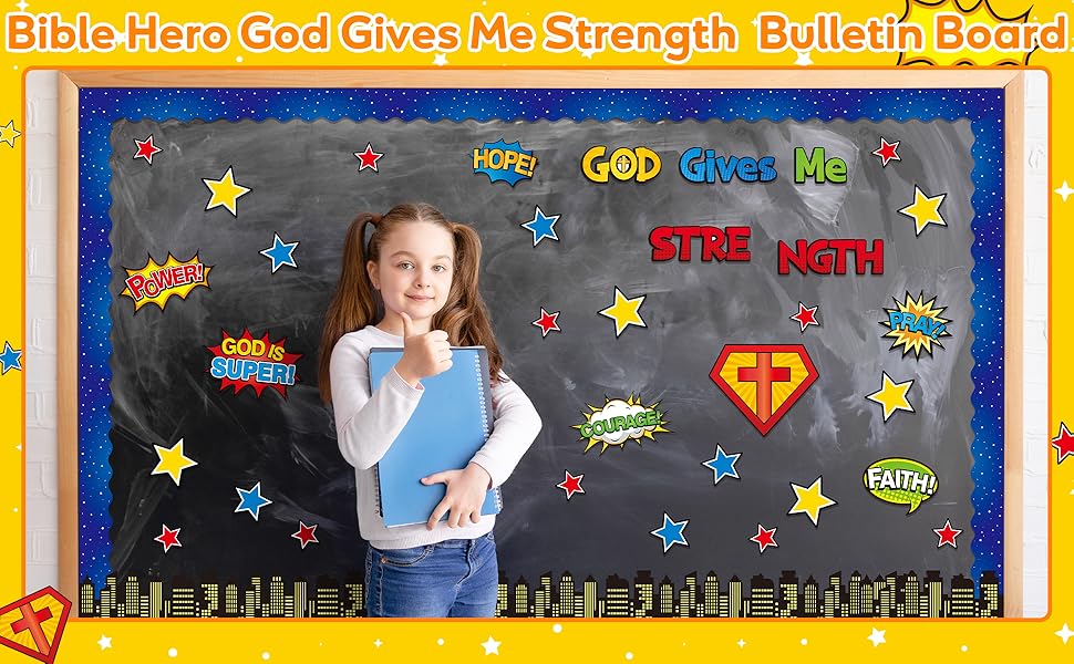 Amazon.com : FEzabqqbvc Hero Christian Bulletin Board - 87Pcs Back to ...